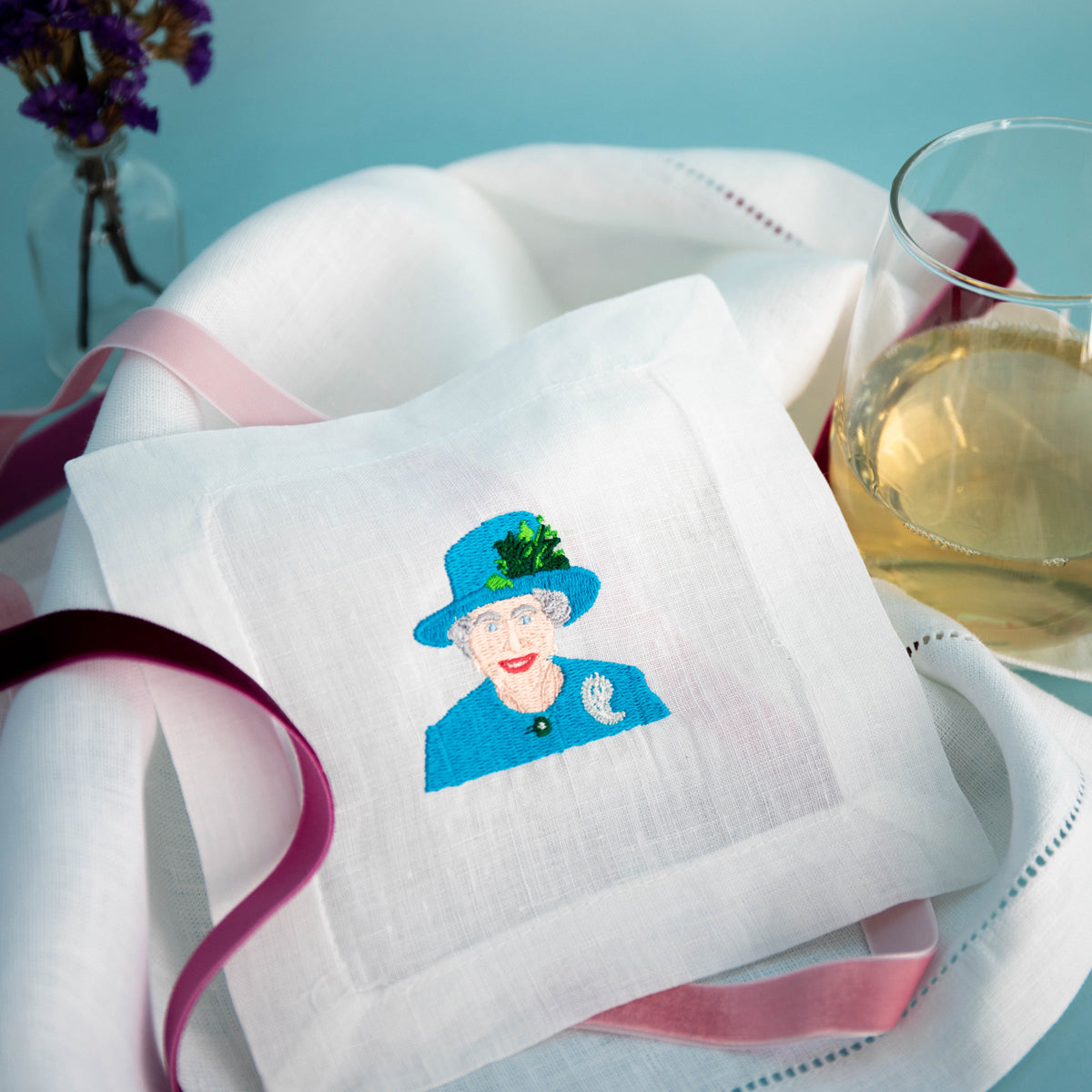 Queen Elizabeth Embroidered Cocktail Napkins – Lettermade